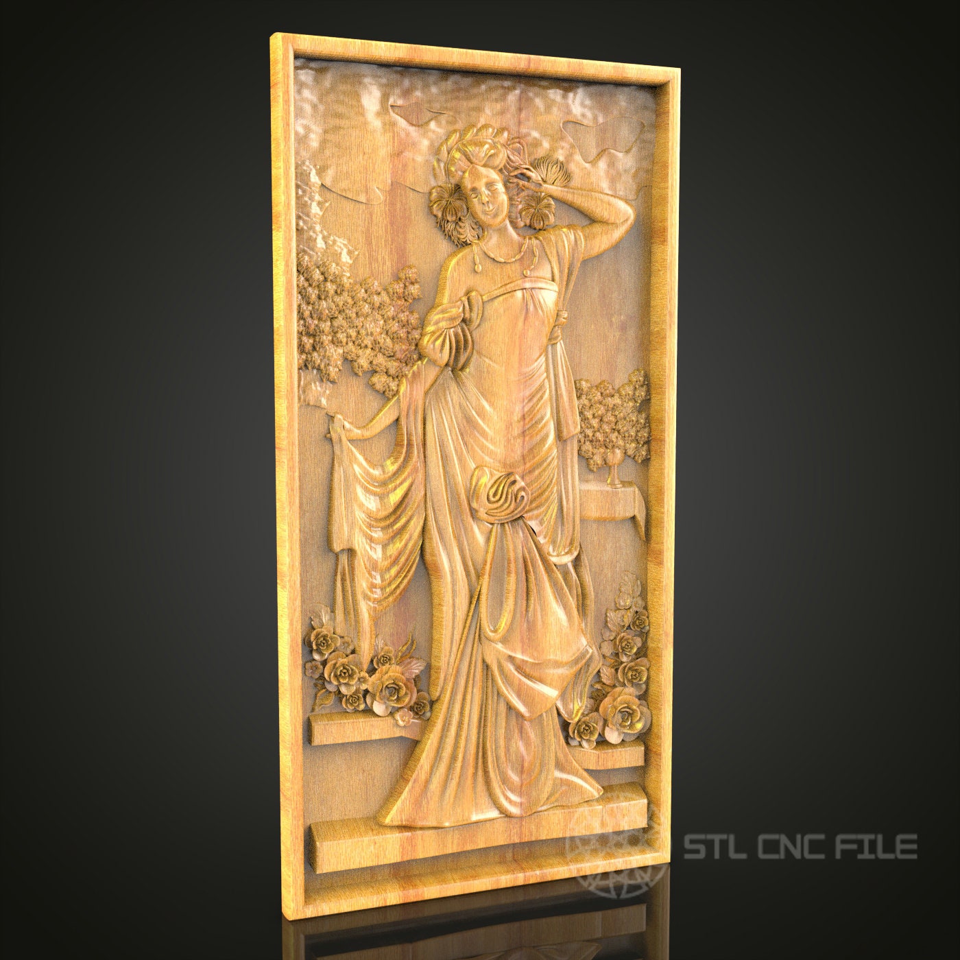 Classical Goddess 3D Relief STL File for CNC, Elegant Mythological Wood ...