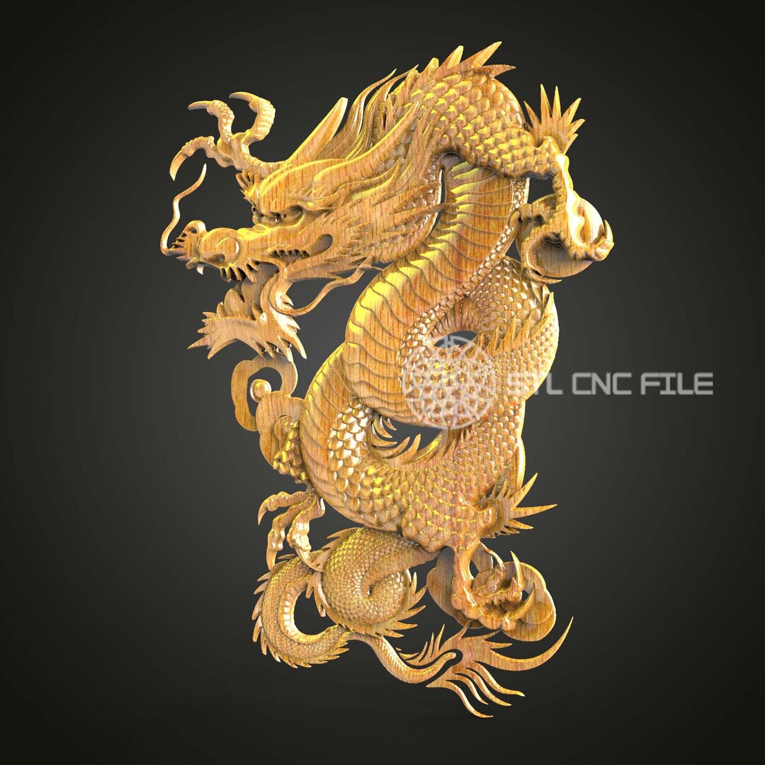 Majestic Oriental Dragon STL File, CNC Router Detailed Engraving ...
