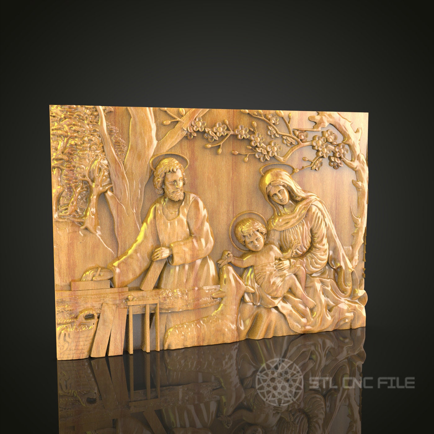 Holy Family 3D Relief Model for CNC – Religious Wood Carving, Nativity ...