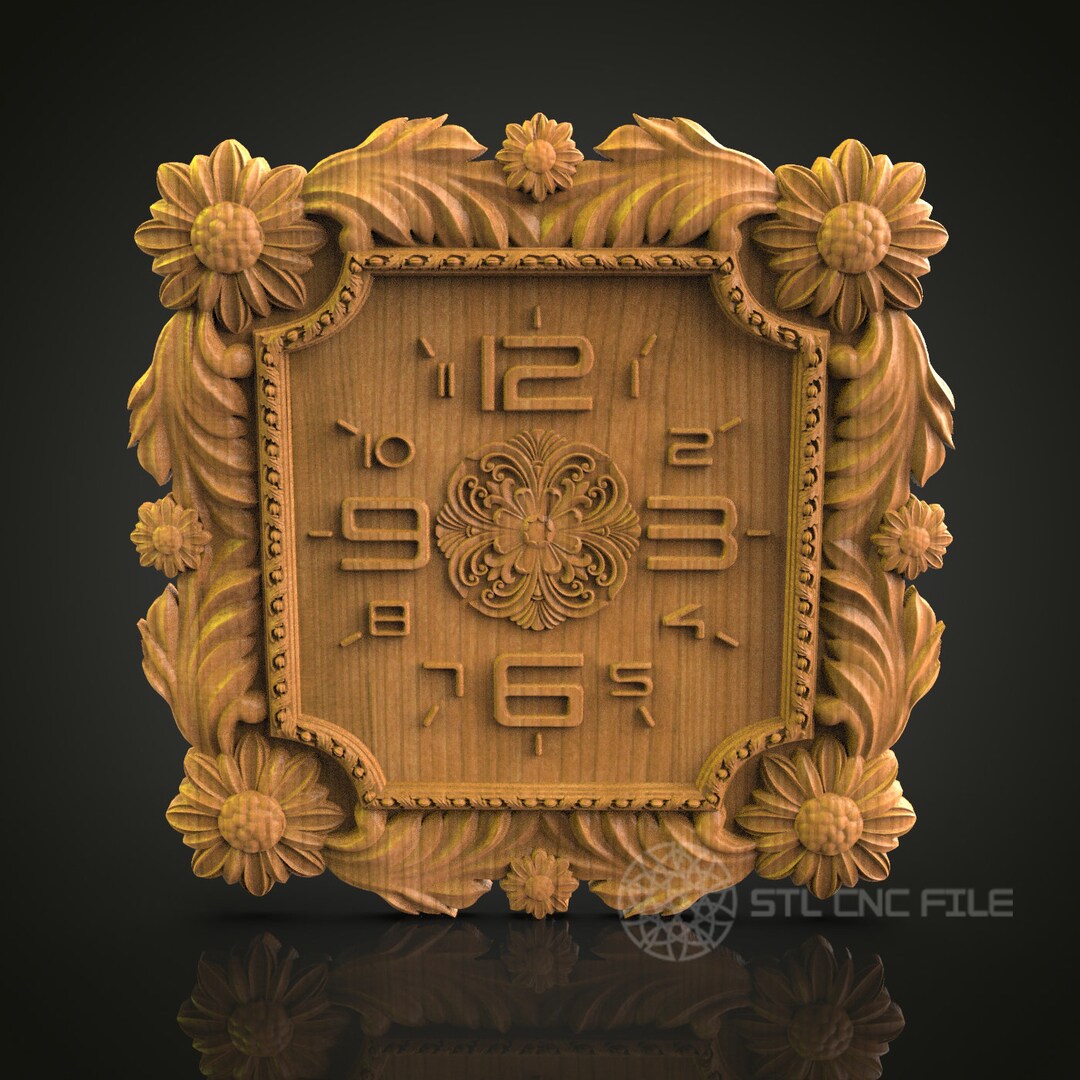 Floral Clock Relief STL Model: CNC Router, 3D Printer (digital File) - Etsy