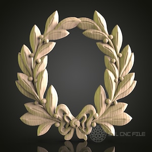 Olive Branch Wreath 3D Model STL File, Symbolic Peace Wreath for CNC ...