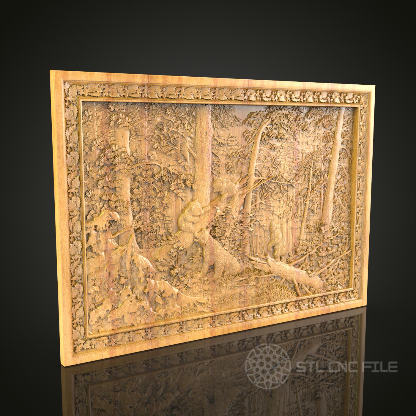 Forest Retreat: Detailed CNC Wood Carving Art, STL Model, Wall Decor - Etsy
