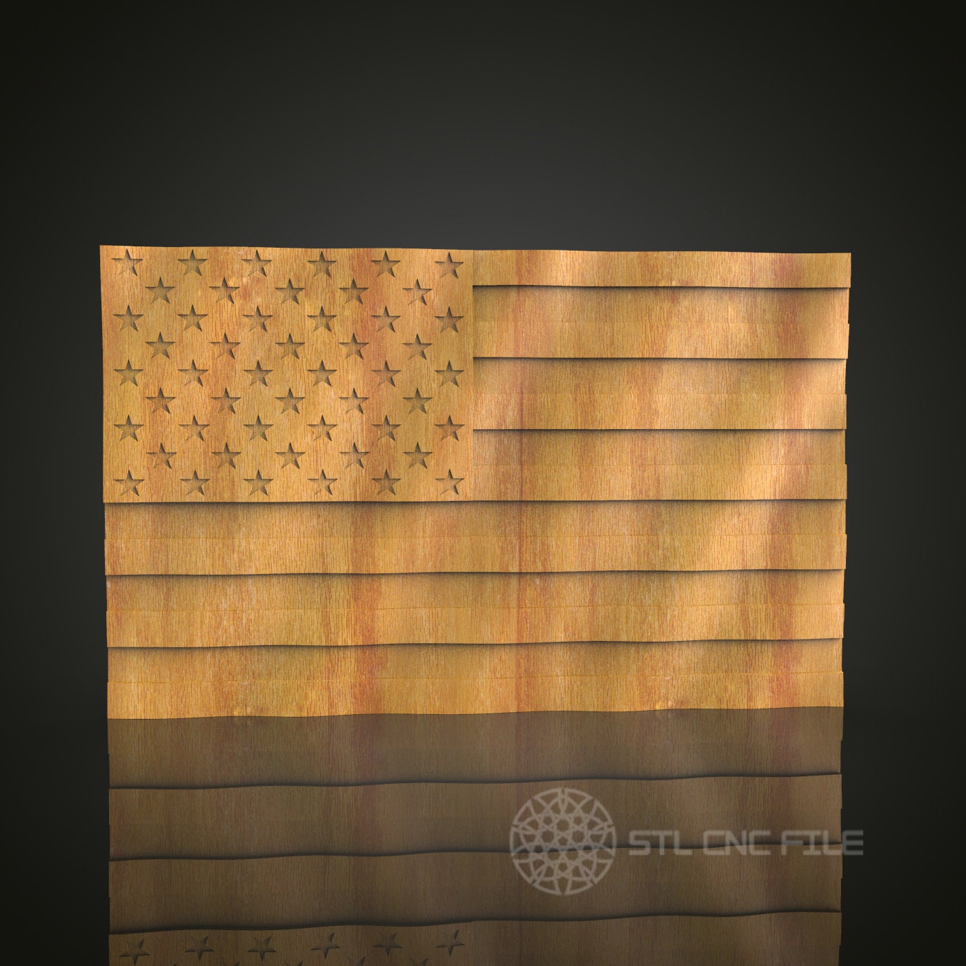 Wavy American Flag STL Model for CNC Router Engraver, Wall Decor Artcam ...
