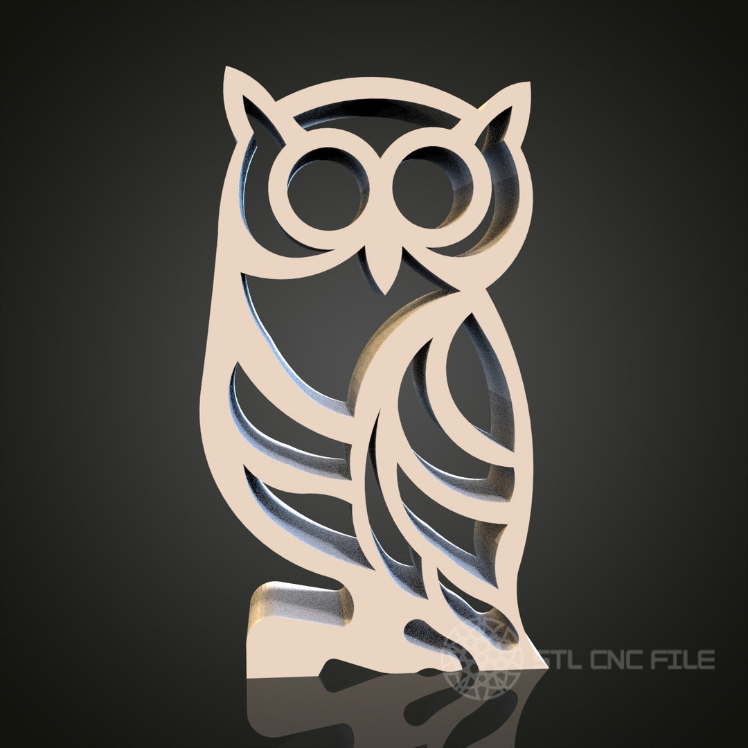 Stylized Owl Cutout Relief STL Model for CNC and 3D Printing, Artcam ...