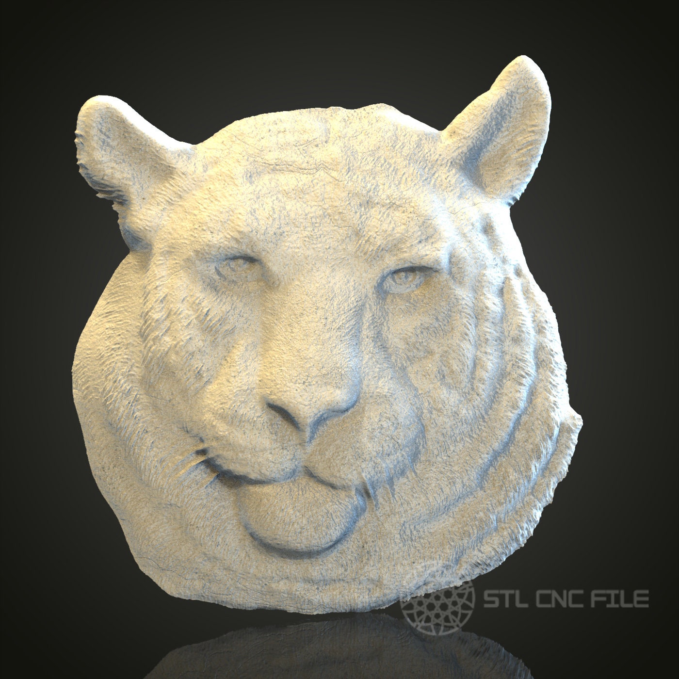 Tiger Head 3D Stl Model, CNC and 3D Printer Ready, Exotic Wildlife Art ...