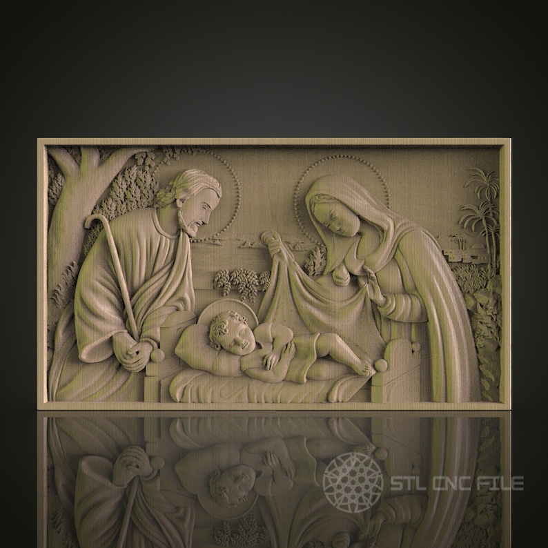 Nativity Scene Relief - STL Model for CNC Router, 3D Printer - Artcam ...