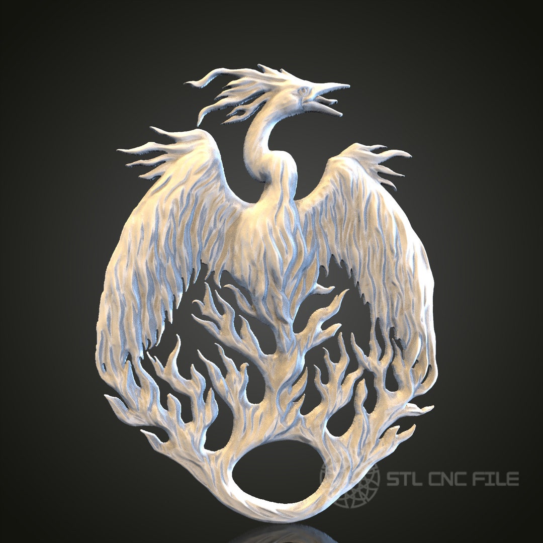 Majestic Phoenix Relief Wall Art | STL Model for CNC Router, 3D Printer ...