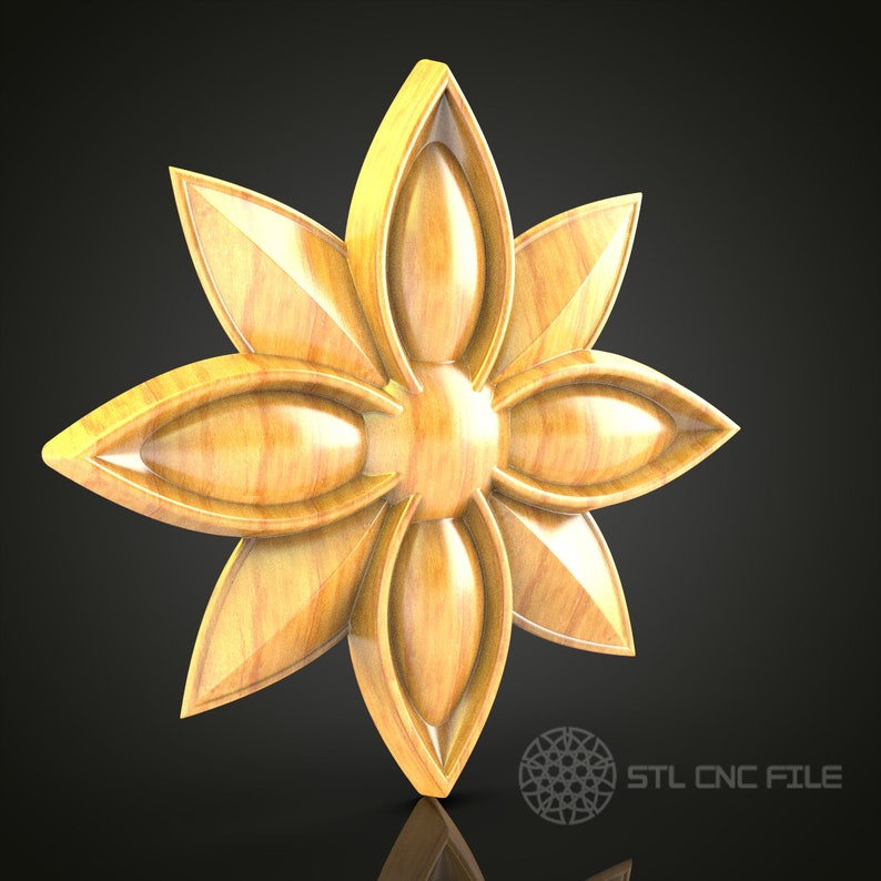 Floral Star STL Model for CNC Router, Compatible With Artcam, Aspire ...