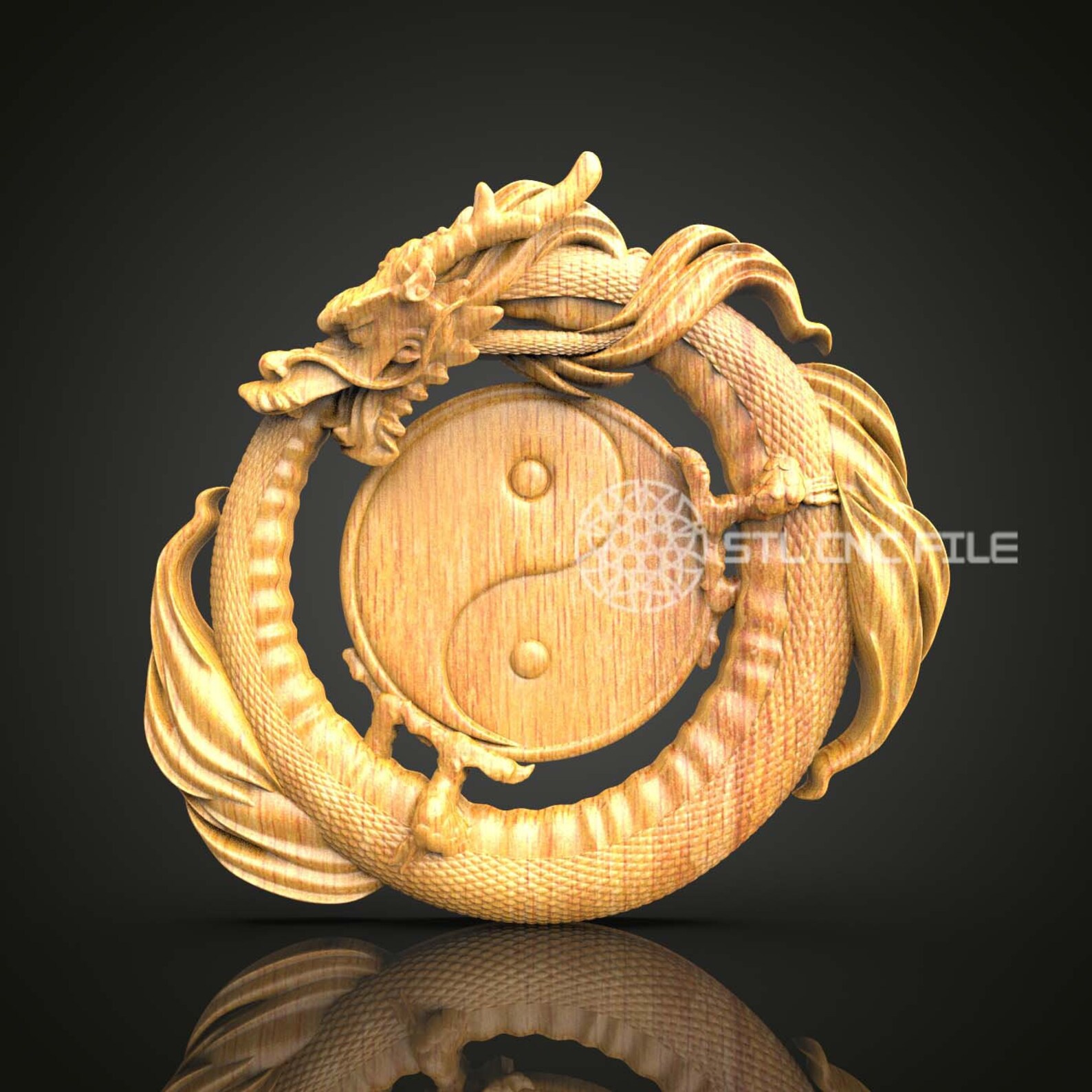 Yin Yang Dragon Circle STL Model: CNC Wood Carving Design - Etsy