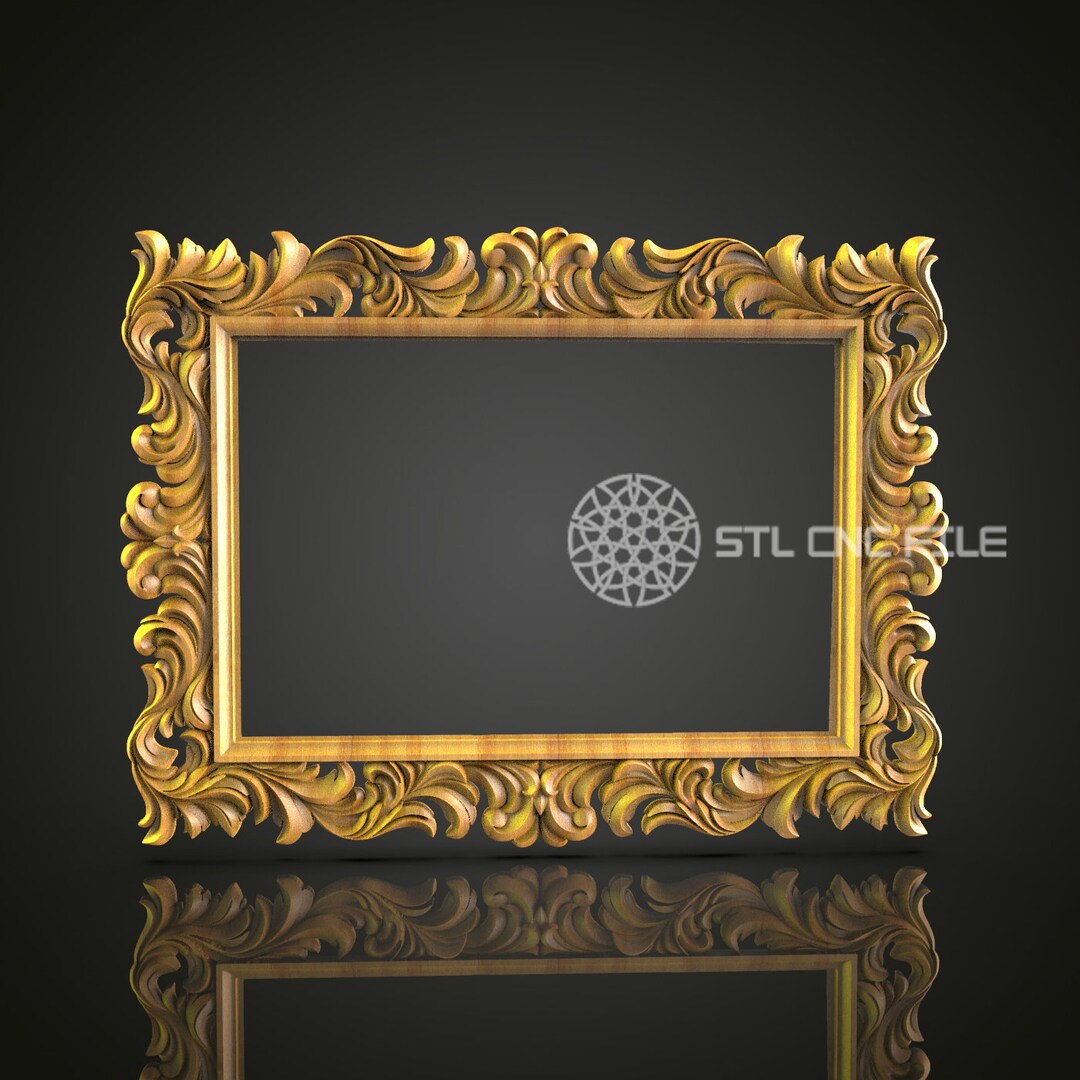 Flamboyant Golden Swirl Frame 3D Model for CNC - Artcam, Aspire, STL ...