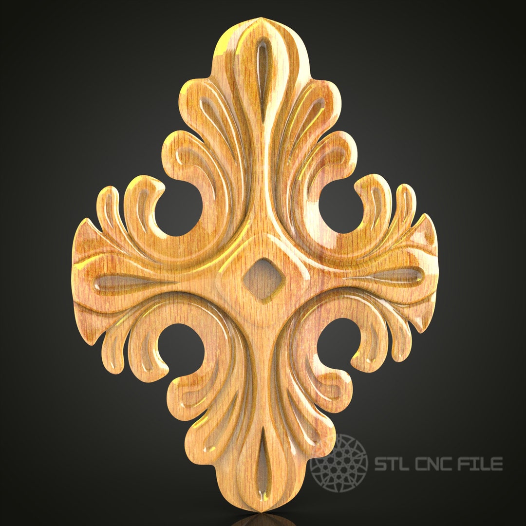 Floral Cross STL Model for CNC Router - Gothic Wood Decor, Artcam ...
