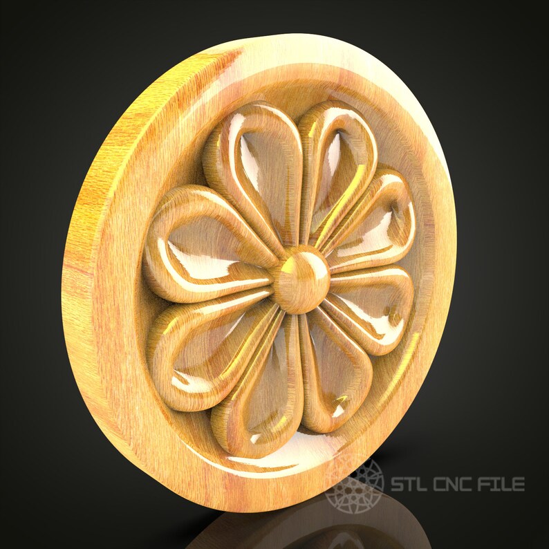 Floral Rosette STL Model for CNC Router - Elegant Wooden Wall Decor ...
