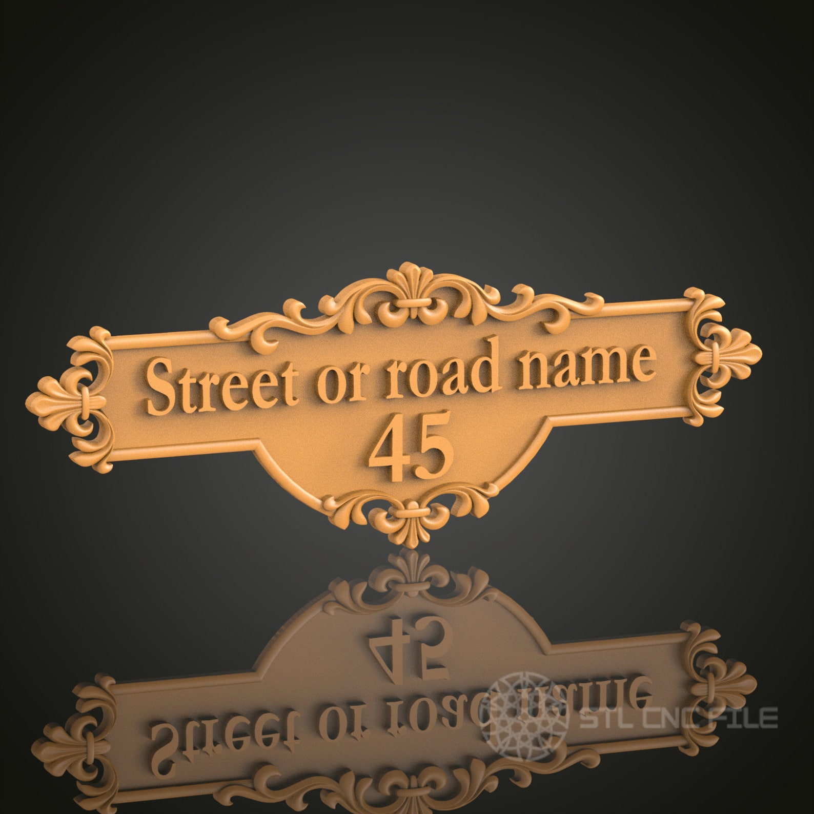 Elegant Street or Road Name Plate Stl Model for CNC Router Engraver ...