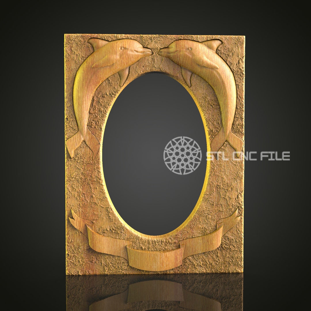 Jumping Dolphins CNC Engraved Frame - Nautical Theme Wood Carving ...