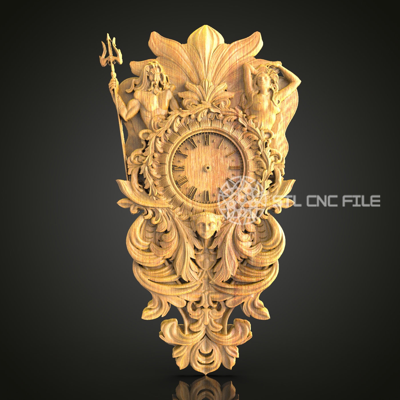 Neoclassical Nymphs 3D STL Clock Model - CNC Router Art, Mythical ...