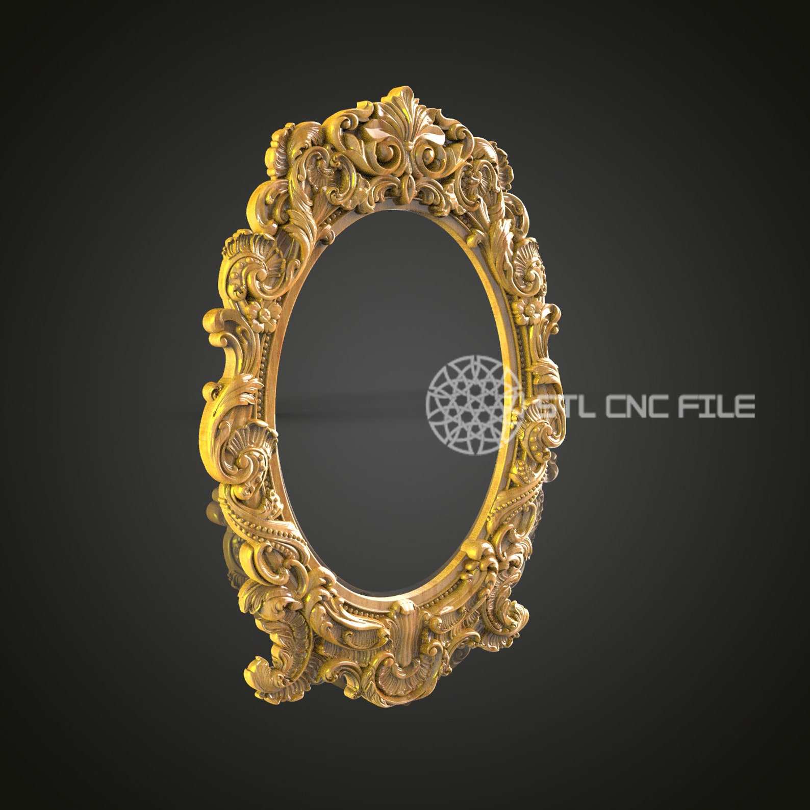 Exquisite Rococo Golden Mirror Frame STL for CNC Wood Carving – Artcam ...