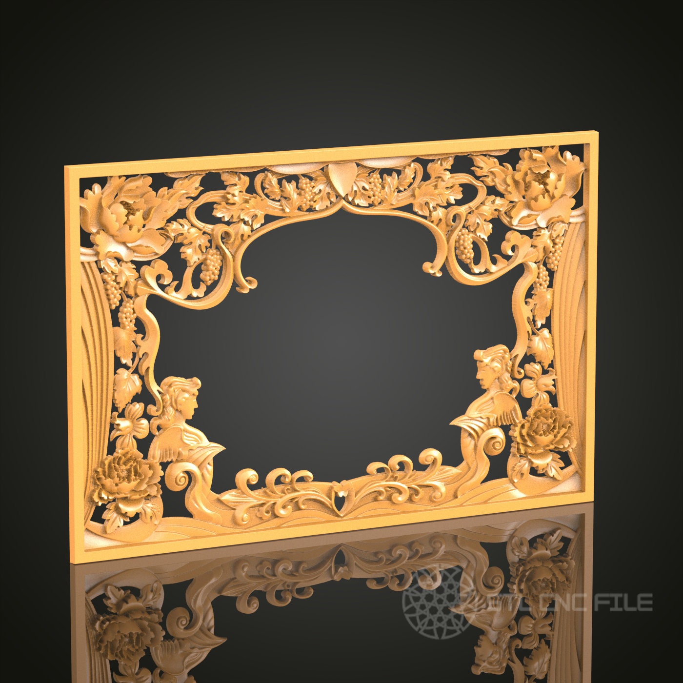 Exquisite Floral Frame Design STL Model for CNC Router Engraver ...