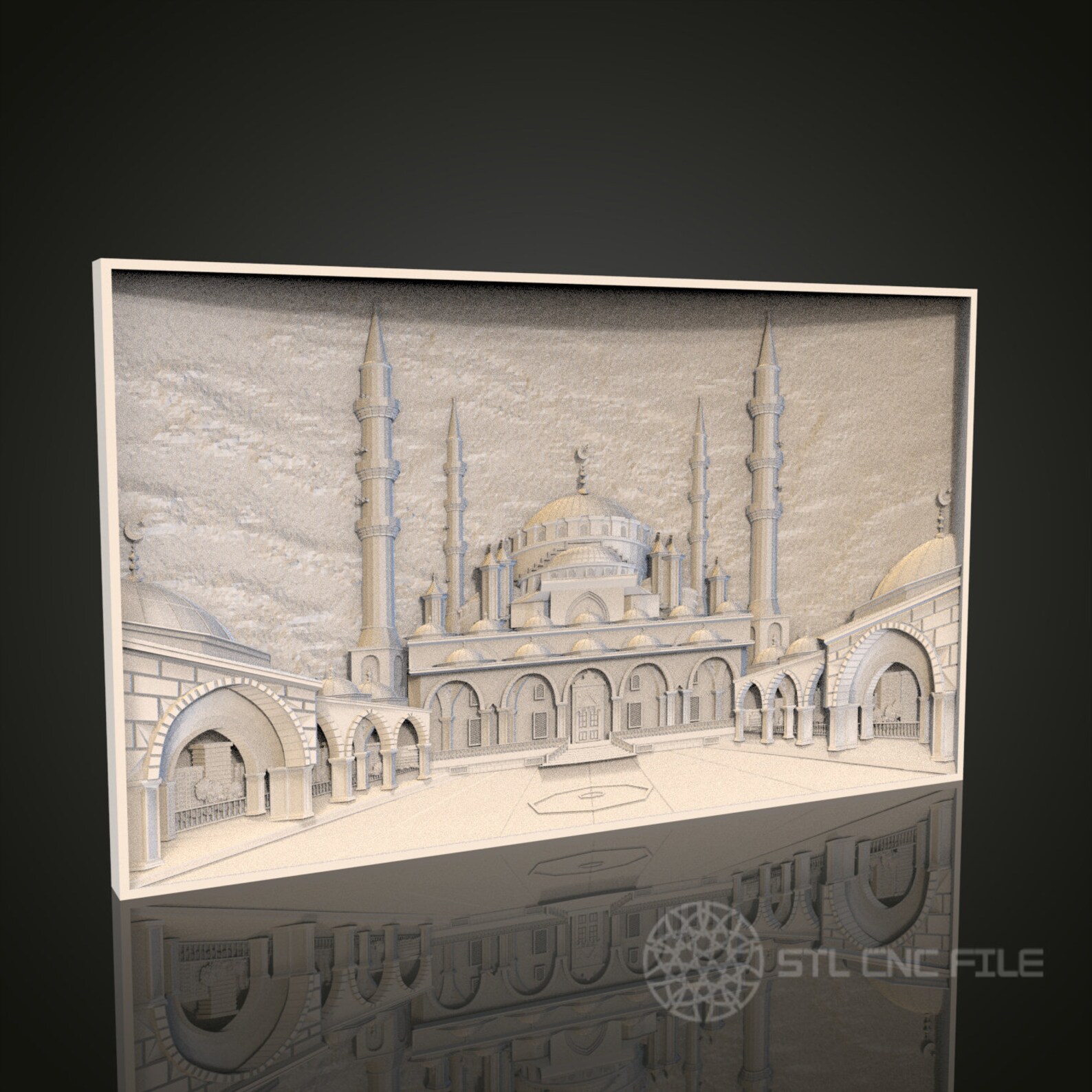 3D Mosque Relief STL Model for CNC Router Engraver, Artcam, Aspire ...