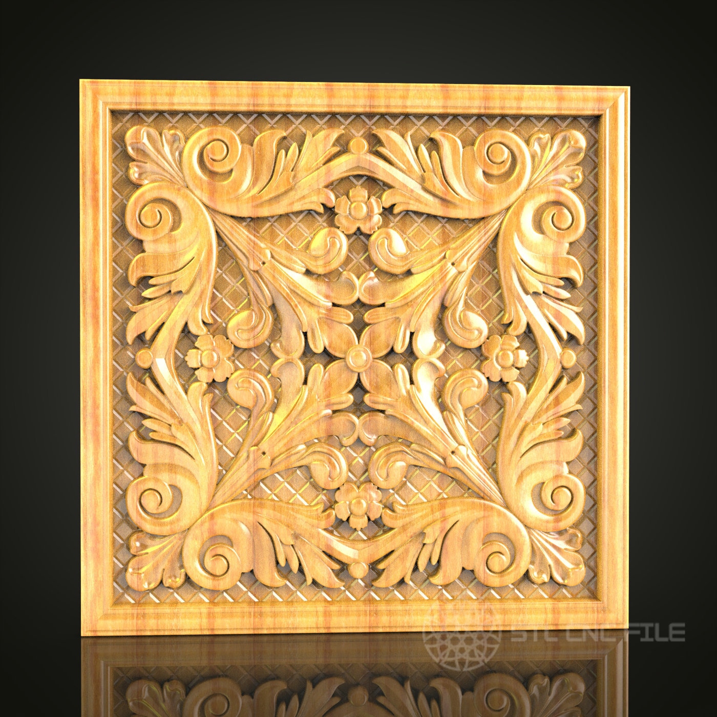Ornate Square Panel STL Model for CNC Router, Compatible With Artcam ...