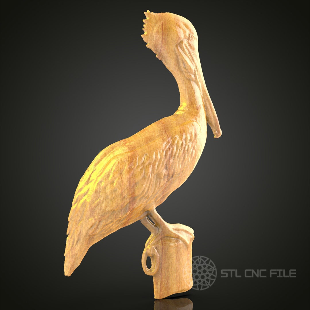 Perched Pelican STL Model: CNC Engraving for Coastal Decor - Etsy