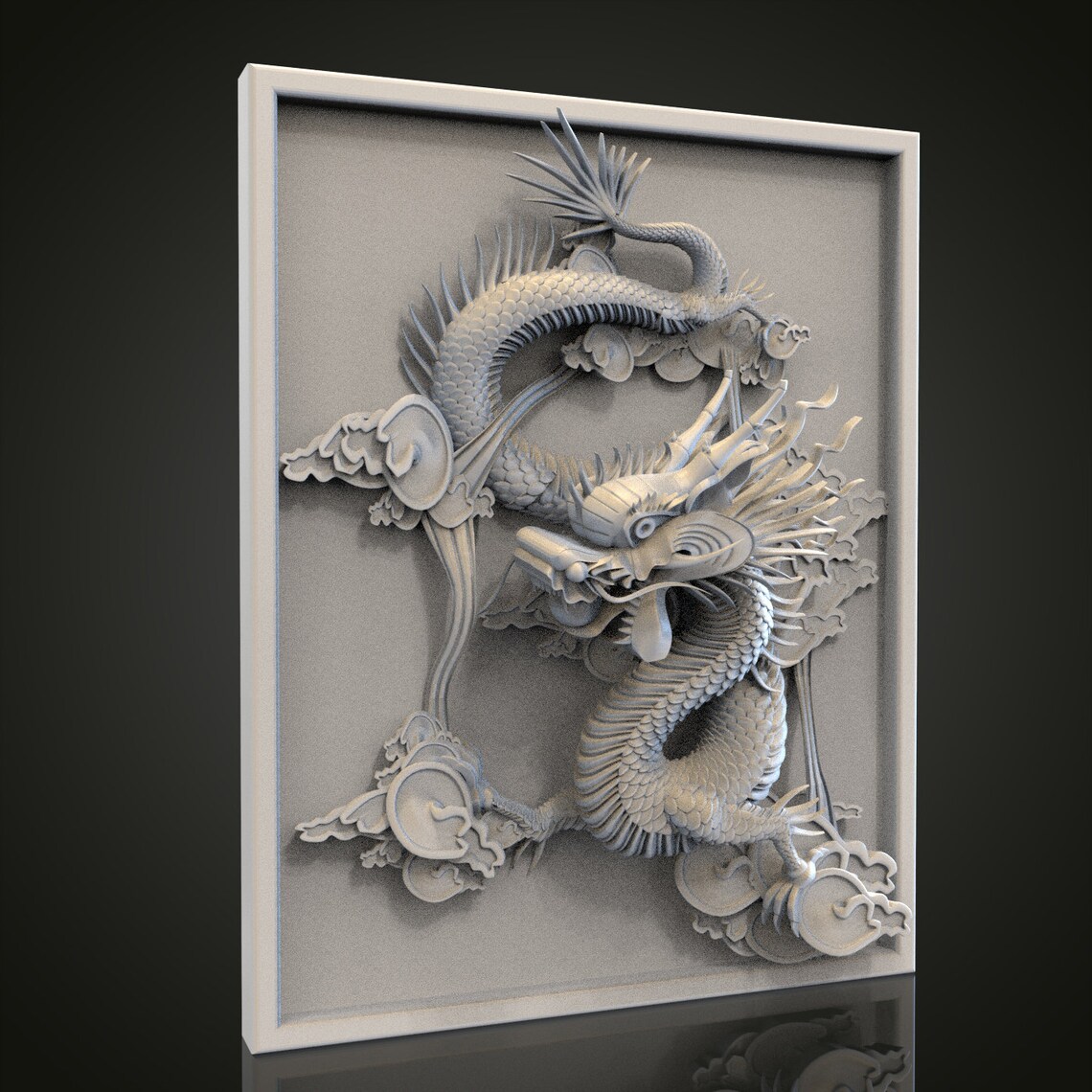 Dragon Relief Panel STL Model for CNC Router Engraver, Artcam, Aspire ...