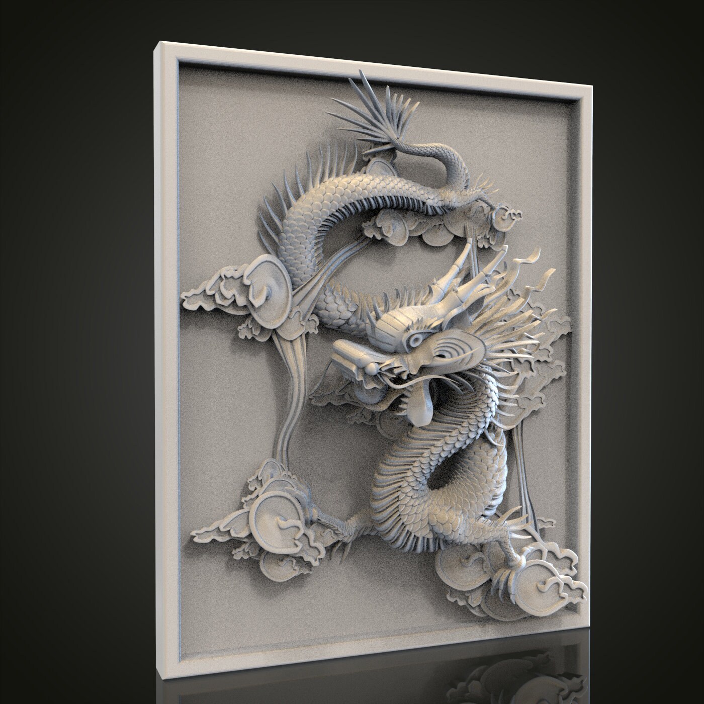 Dragon Relief Panel STL Model for CNC Router Engraver, Artcam, Aspire ...