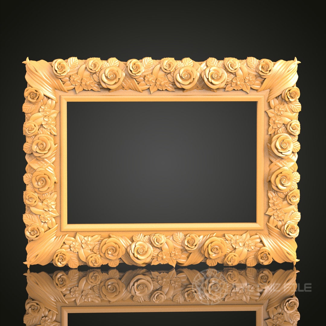 Ornate Floral Frame STL Model for CNC Router Engraver, Artcam, Aspire ...