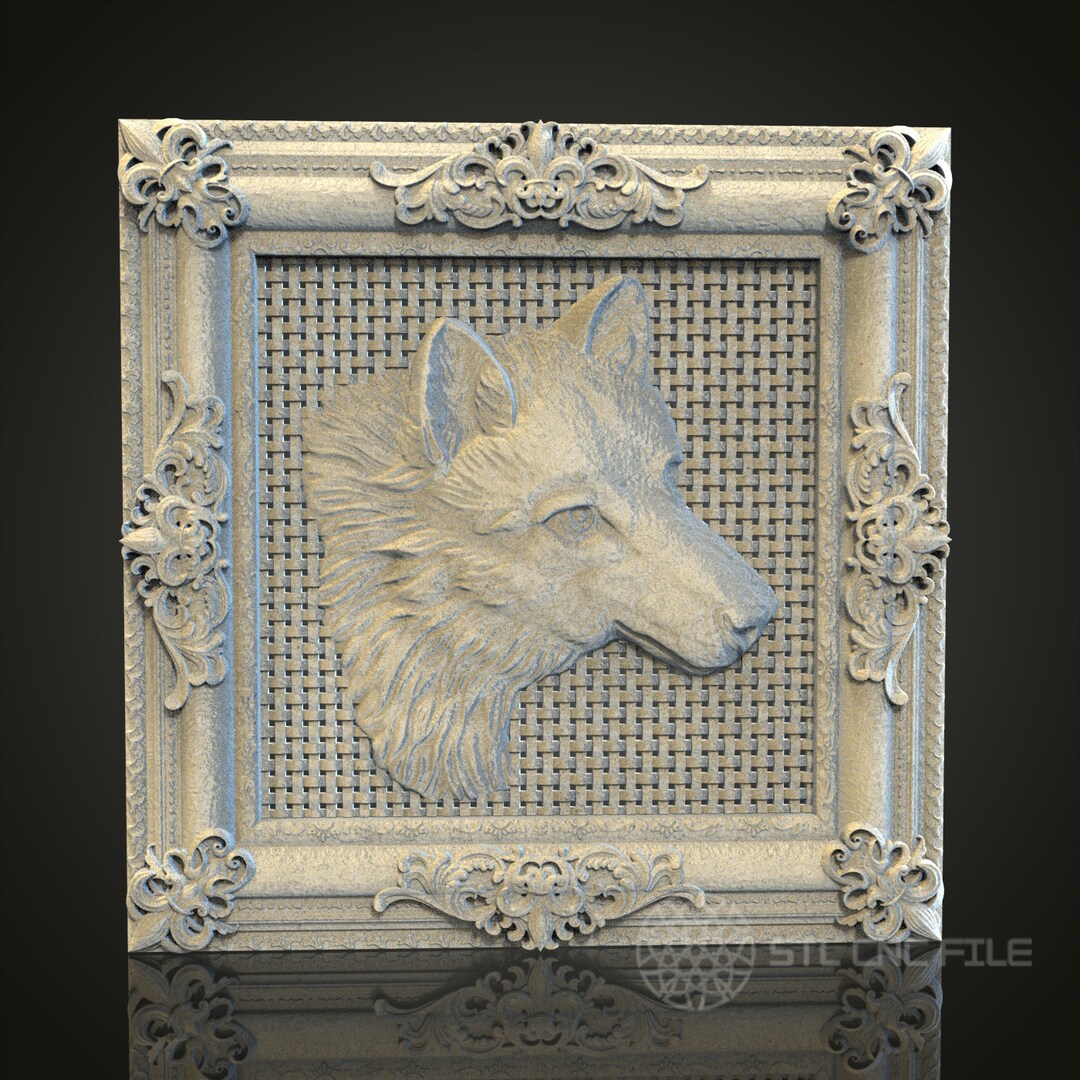 Regal Wolf Head Relief STL Model: CNC & 3D Printing Wall Decor (PDF ...