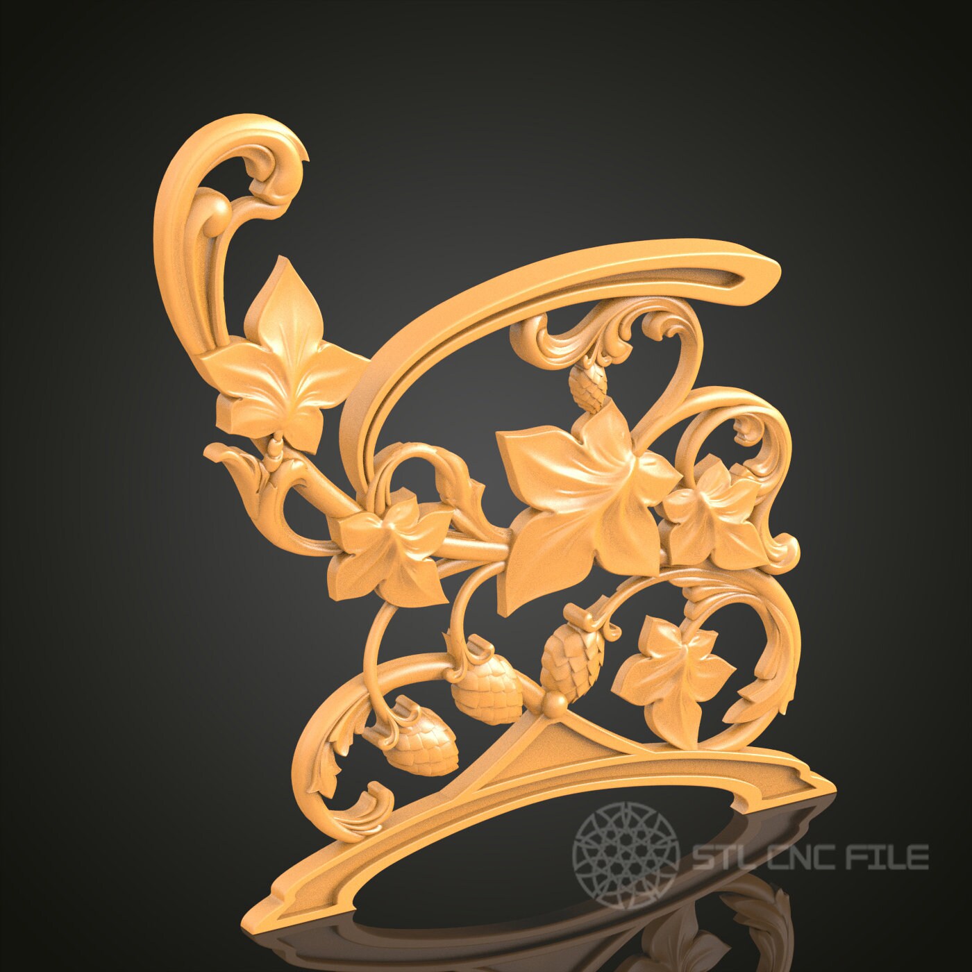 Floral and Acorn Motif STL Model, CNC Router File for Elegant Wood ...