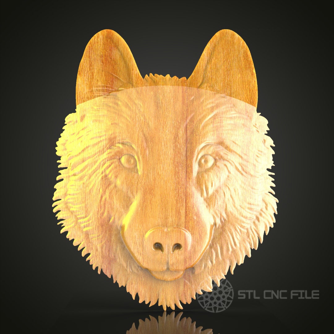 Intense Wolf Head 3D STL Model for CNC Router - Dynamic Wood Wall Art ...