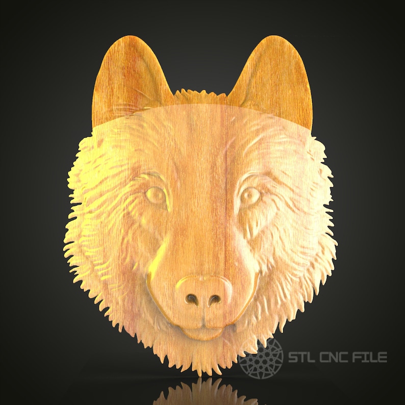 Intense Wolf Head 3D STL Model for CNC Router - Dynamic Wood Wall Art ...