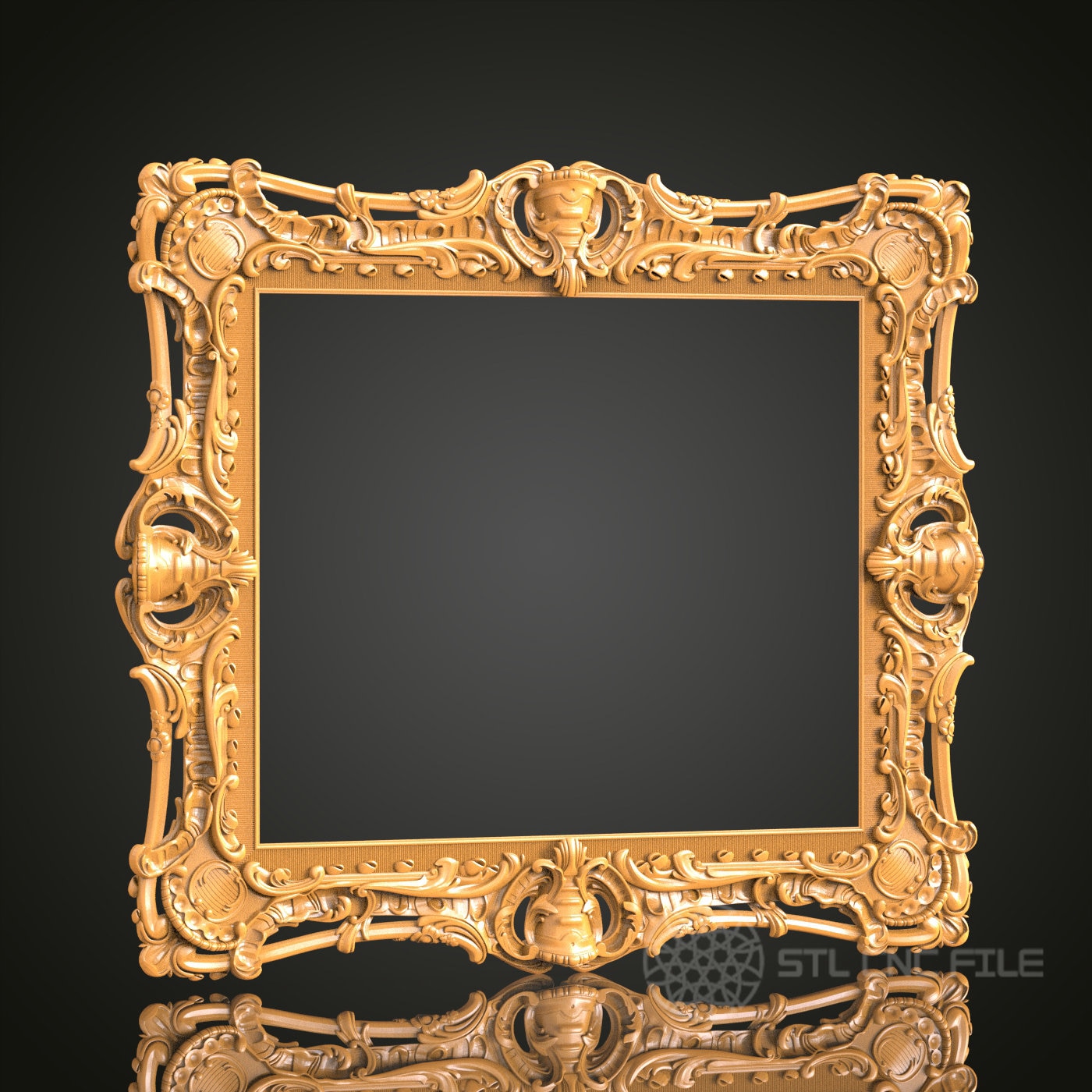 Baroque Square Frame STL Model - Exquisite Decor for CNC & 3D Printing ...