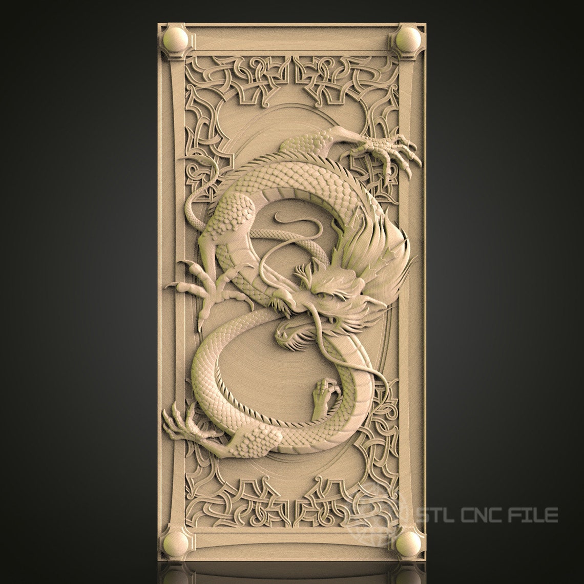 Asian Dragon Panel 3D Model STL File for CNC Router, Mythical Beast ...