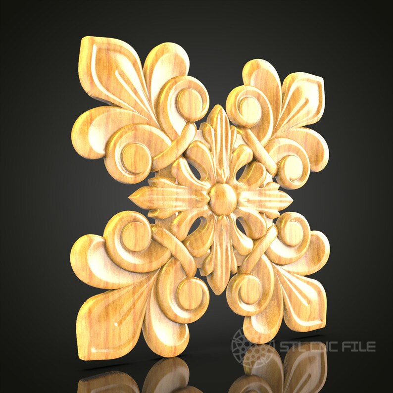 Floral Symmetrical Medallion STL Model for CNC Router, Compatible With ...