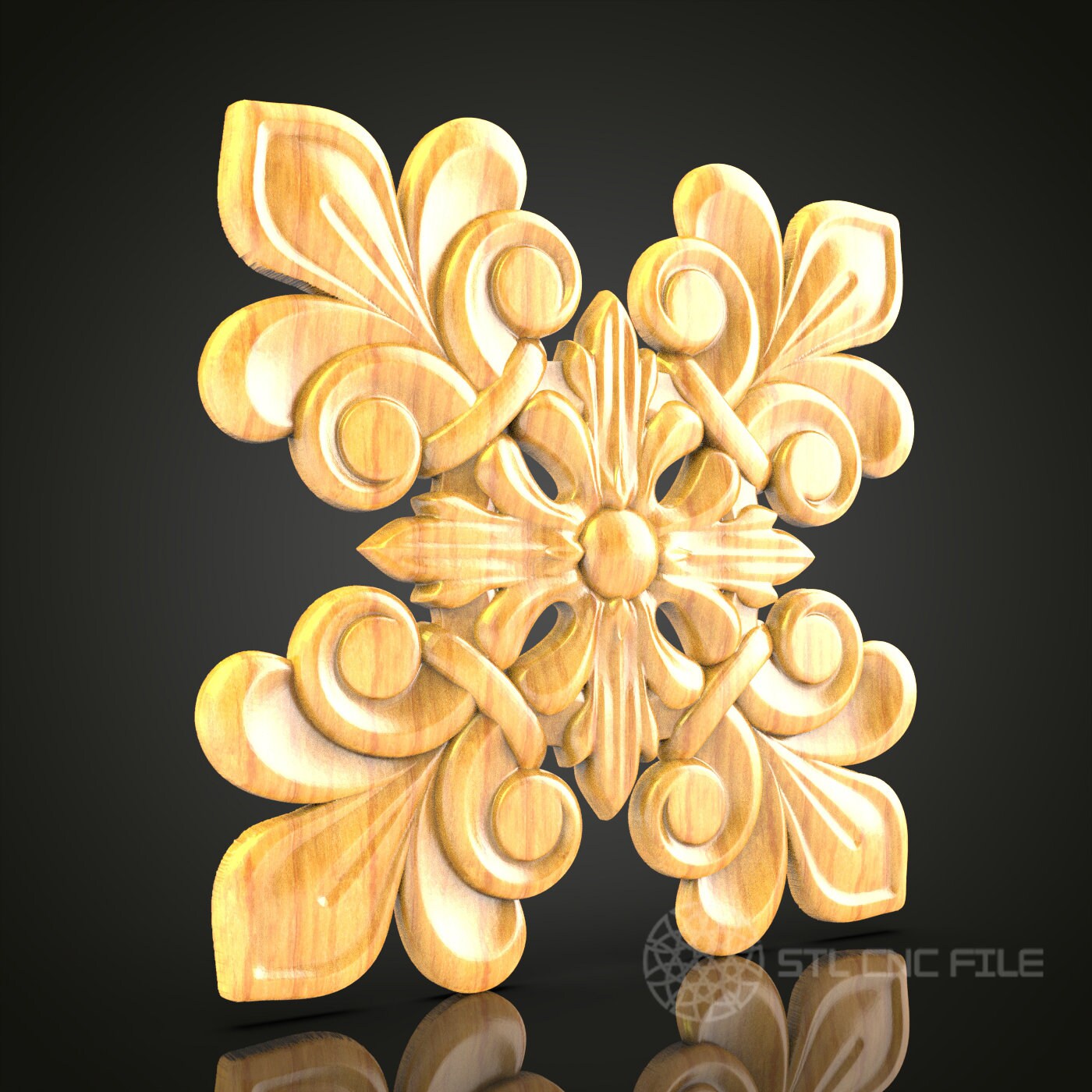 Floral Symmetrical Medallion STL Model for CNC Router, Compatible With ...