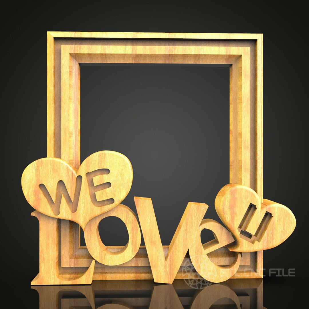 We Love Decorative Photo Frame STL Model for CNC Router, Artcam Aspire ...