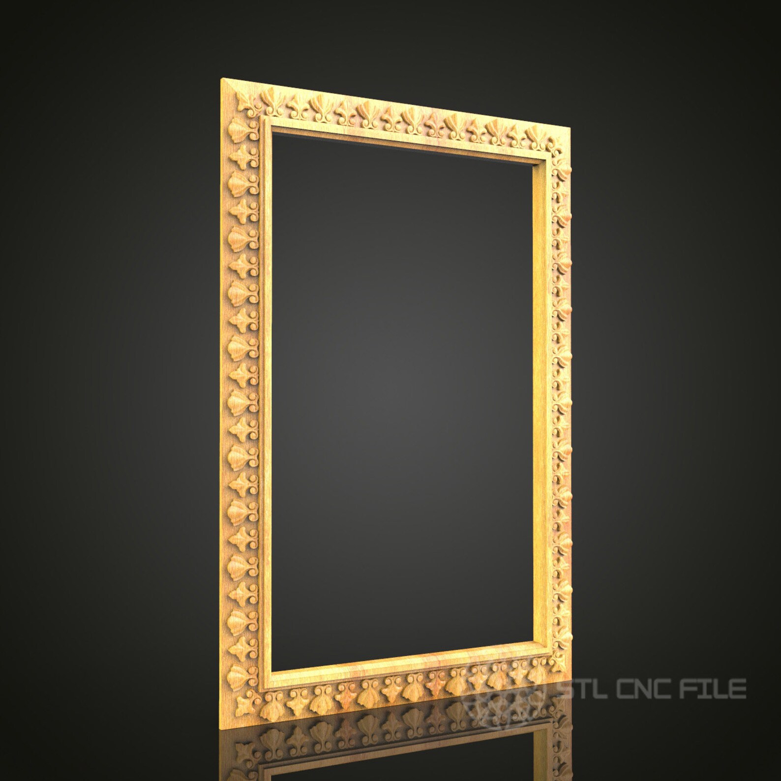 Floral Motif Frame STL Model for CNC Routers - Compatible With Artcam ...