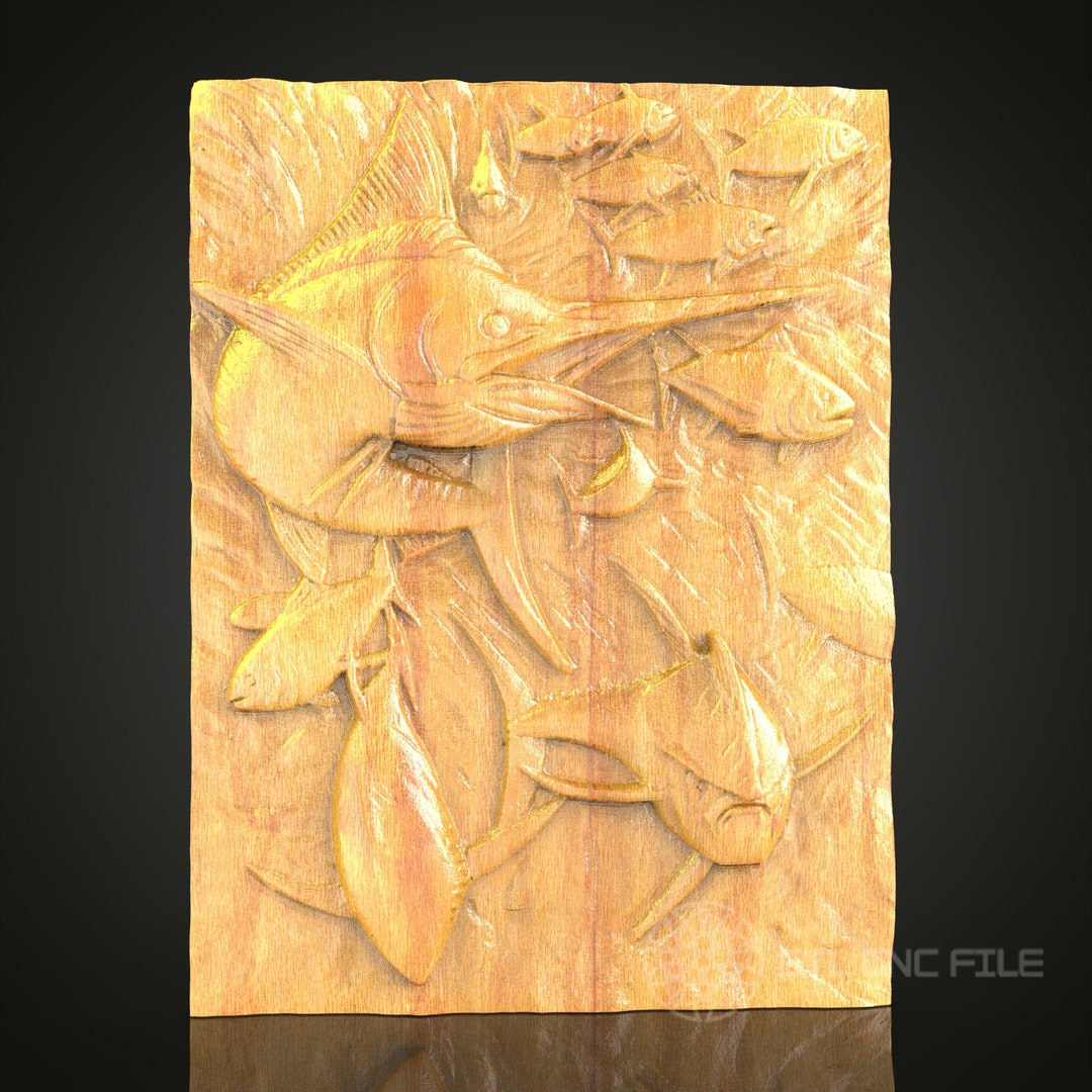 Marlin and Fish Relief STL Model for CNC Router - Artcam, Aspire ...