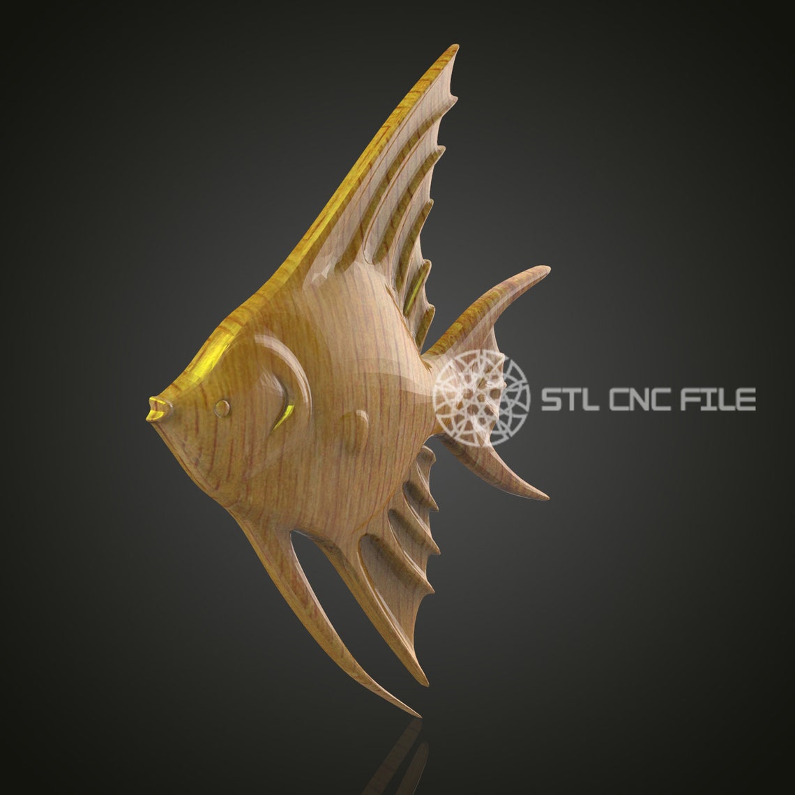 Angelfish STL Model, CNC Engraving File, Decorative Wall Art, Wooden ...