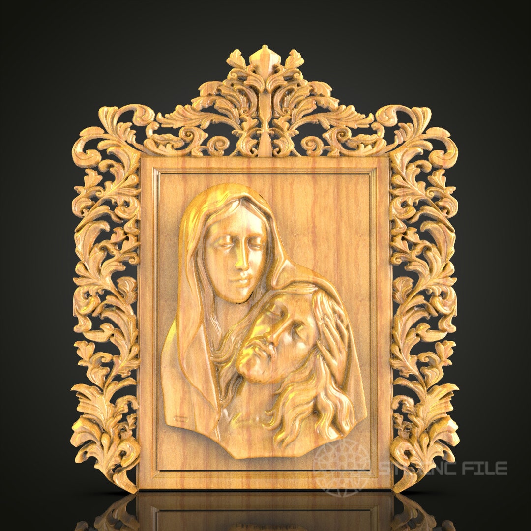 Pietà Sculpture 3D Relief Model for CNC – Religious Wood Carving ...