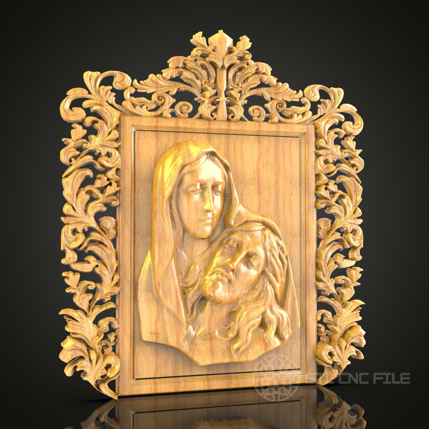 Pietà Sculpture 3D Relief Model for CNC Religious Wood Carving, Ornate ...