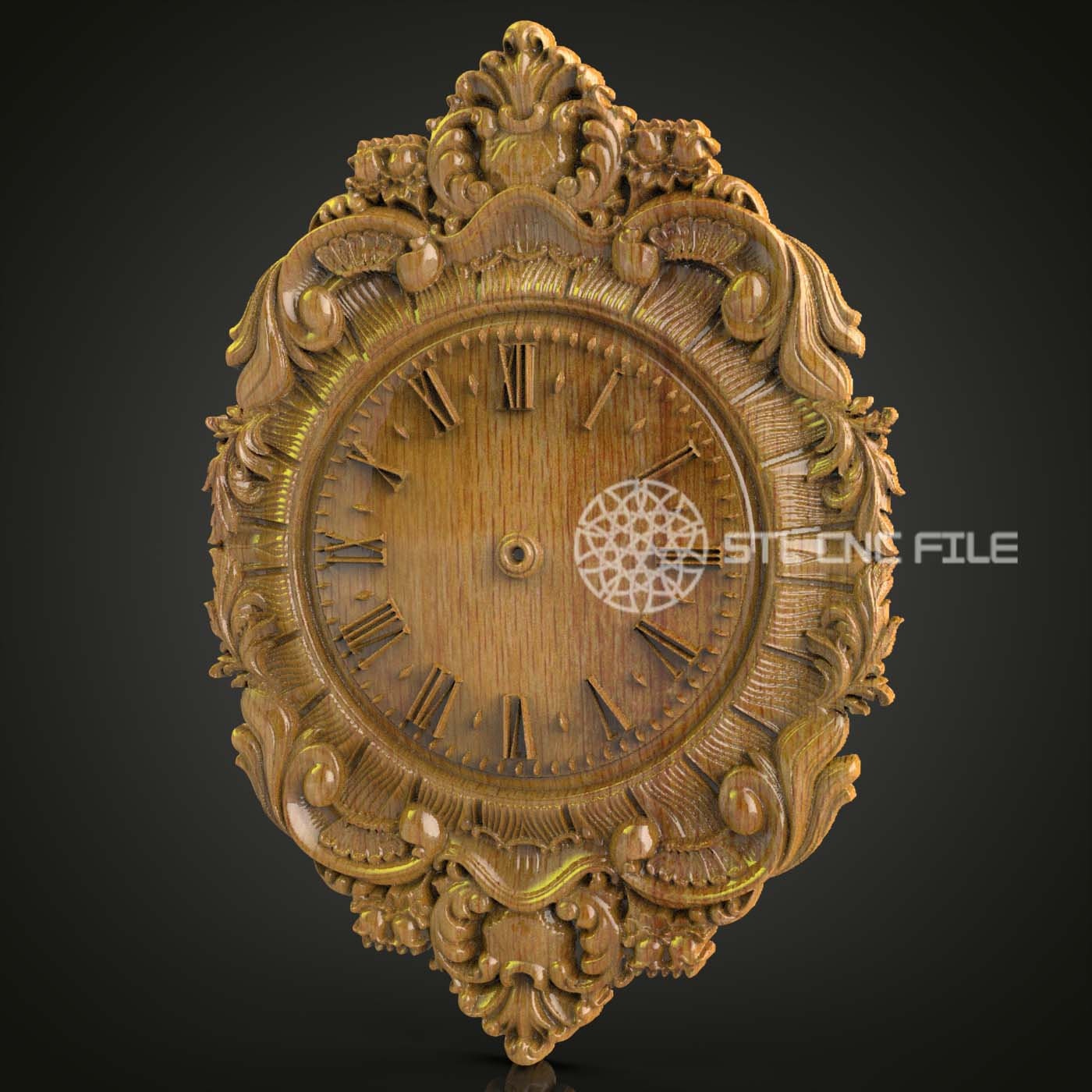 Baroque Style Wall Clock STL Model, CNC Engravable, Artcam & Aspire ...