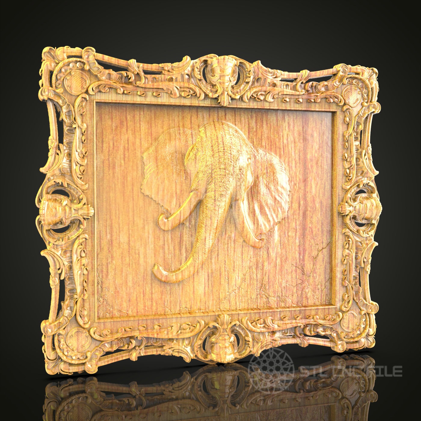 Ornate Elephant Frame STL Model for CNC Router - Exquisite Wall Art ...