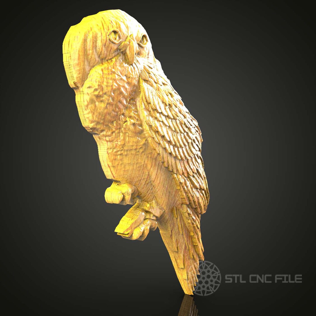 Perched Owl CNC STL Model, Wood Engraving File for Artcam & Aspire ...