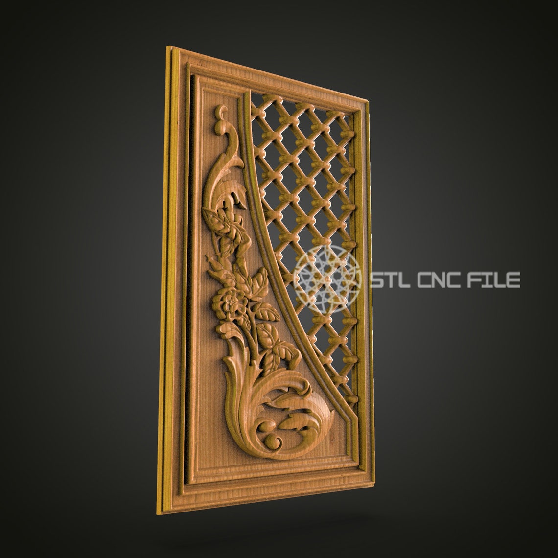 Floral Lattice Panel STL File: CNC Router Wood Carving Design - Etsy