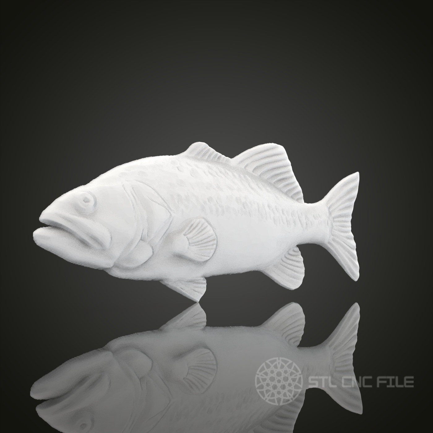 Highly Detailed Bass Fish STL Model for CNC Router Engraver | Artcam ...