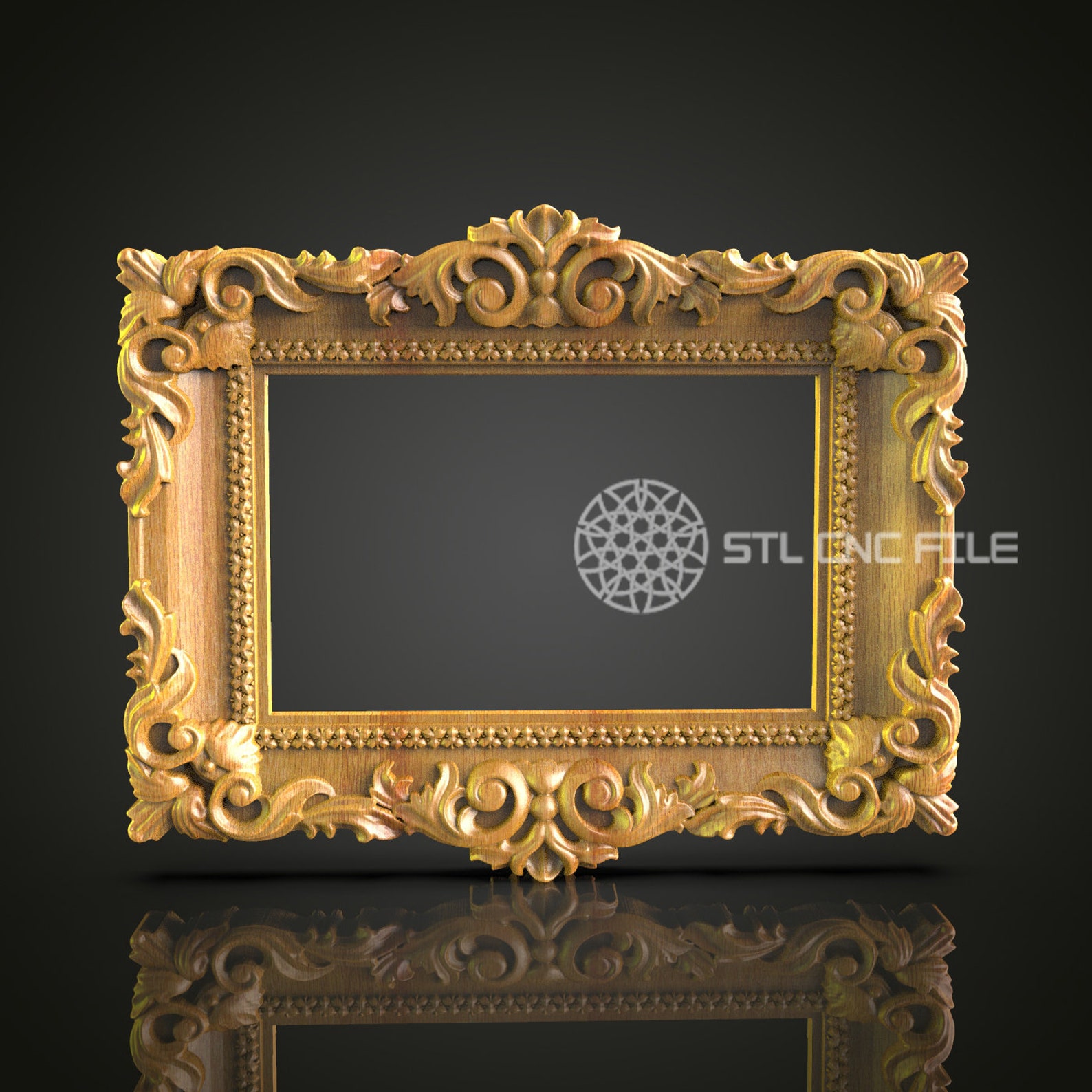 Ornate Baroque 3D Frame STL Model for CNC Router Engraver Artcam ...