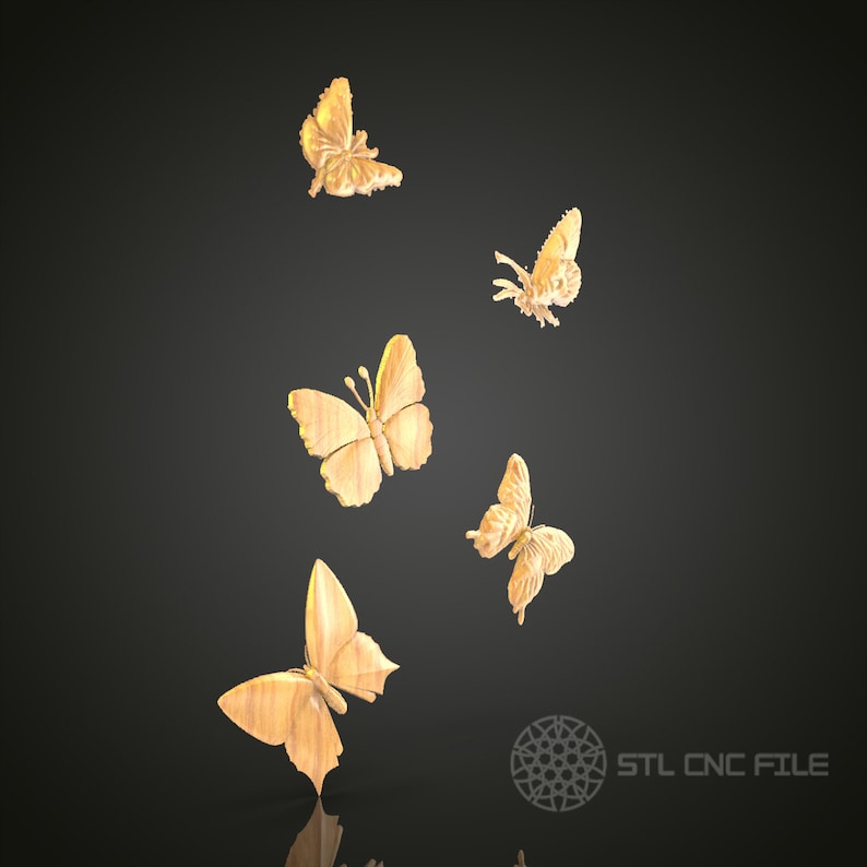 Butterfly 3D STL Model: CNC Router Wood Carving Digital File - Etsy