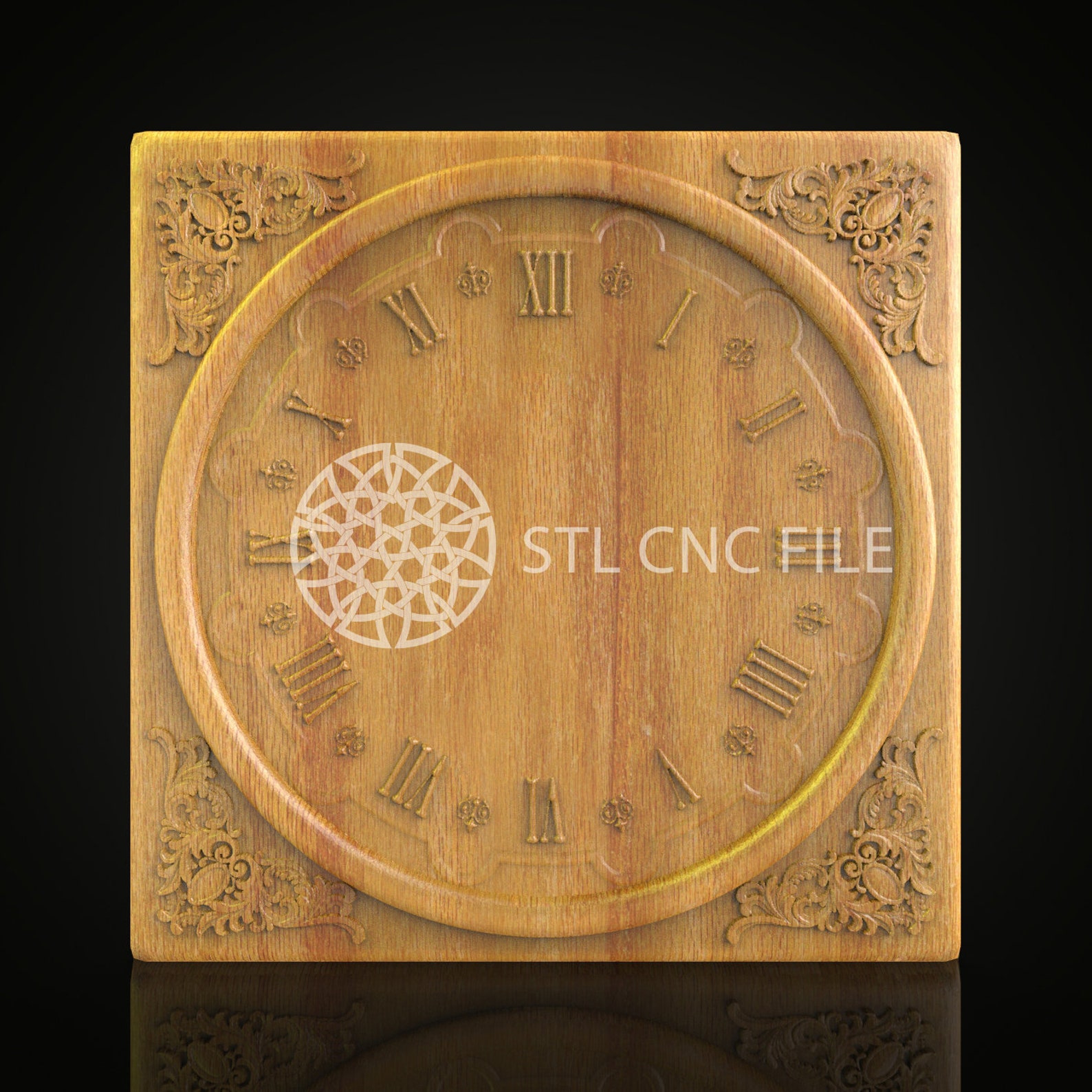 Elegant Wooden Clock STL File, CNC Engraving Design, Artcam & Aspire ...