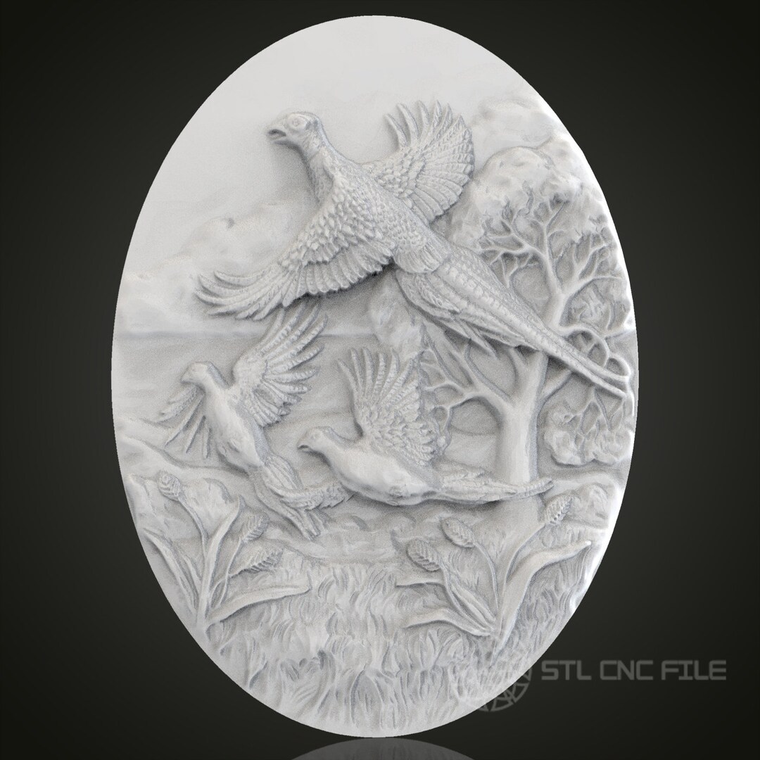 Birds in Flight Oval 3D Relief Art for CNC Router, Artcam, Aspire, Wall ...